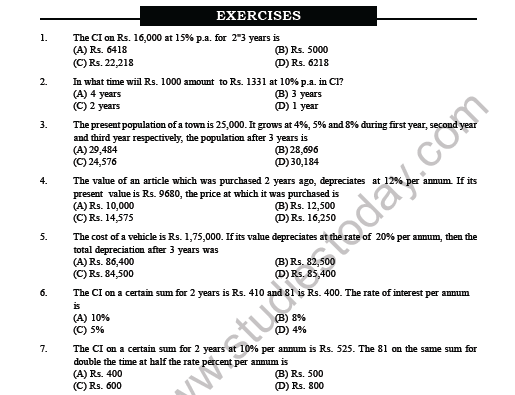 CBSE Class 8 Mathematics Comparing Quantities MCQs with Answers